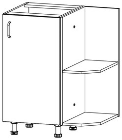 ASPEN gr | dolní regál D25PZ koncový | PRAVÁ | bílá