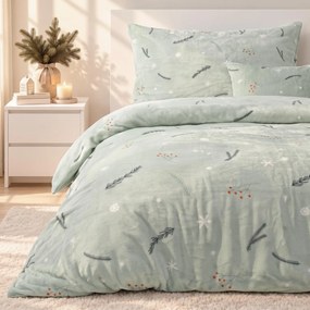 Goldea vánoční mikroplyšové povlečení deluxe - větvičky na šalvějové 220 x 200 a 2ks 70 x 90 cm