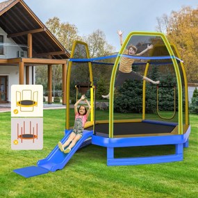 Costway Zahradní trampolína Ø 223 cm se skluzavkou, nosnost 270 kg