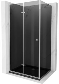 Mexen Lima skládací sprchový kout 90 x 120 cm, Grafitově černá, Chromovaná + sprchová vanička Flat, Černá - 856-090-120-01-40-40