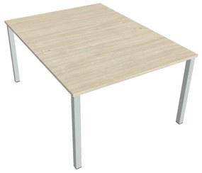 Dvojstůl pracovní rovný 120×160 cm - Hobis Uni USD 1200 Dekor stolové desky: akát, Barva nohou: Stříbrná