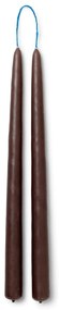 ferm LIVING Svíčka Dipped Candles Brown - set 2 ks, hnědá barva, vosk