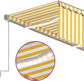 Automatická markýza roleta LED a senzor větru 3x2,5 m žlutobílá 3069393