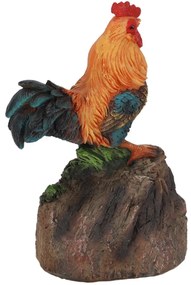 Zahradní figurka z polyesterové pryskyřice Rooster, 11,4 cm, vícebarevná