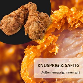 HOMCOM Horkovzdušná fritéza 8,5 l Dvoukomorová fritéza 8v1 s nepřilnavým povrchem Dotykový displej Chytrý časovač bez oleje Černá | Aosom