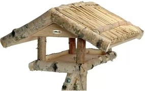 Ptačí krmítko Dobar / rákosová střecha / 48 x 128 x 46 cm / dřevo / přírodní / bílá