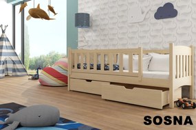 Dřevěná postel GUCIO 80x200 cm s úložným prostorem borovice masiv