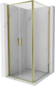 Mexen Exo, výklopná sprchová kabina, dveře 120 cm + boční stěna 120 cm, transparentní sklo, zlatá, 814-120-120-50-00
