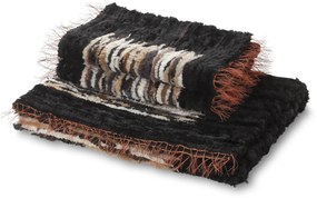 Wooline Sada tkaných koberců z kůží, černá, 3ks v balení