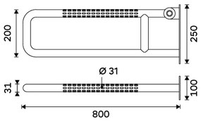 Nimco Sklopné podpěrné madlo 800 mm - BMS 9080-10