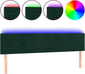 Čelo postele s LED tmavě zelené 200x5x78/88 cm samet 3121821