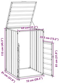 vidaXL Box na 1 popelnici šedý 72 x 81 x 115 cm ocel