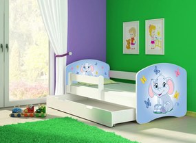 Dětská postel - Modrý sloník 2 180x80 cm + šuplík bílá