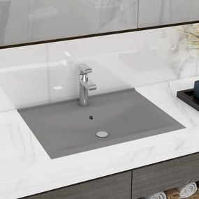 Luxusní umyvadlo otvor na baterii světle šedé 60x46 cm keramika 147026