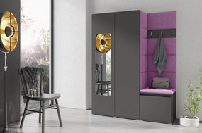 Eka Předsíňová stěna s čalouněnými panely Trinity 11 - Grafit / Fialová 2311