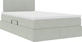 Postel s úložným prostorem Světle šedá 120 x 200 cm samet 3370689