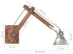 Nástěnná lampa industriální styl stříbrná kulatá E27,  320575