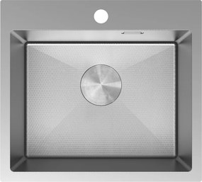 Mexen Solix, 1-komorový nerezový dřez 500 x 450 mm, broušená ocel, vzor voština, 6402501000-01HC