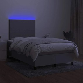 Box spring postel s matrací a LED světle šedá 120x190 cm textil 3270183