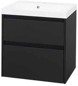 Mereo Mereo, Opto, koupelnová skříňka s umyvadlem z litého mramoru 61 cm, bílá, dub, bílá/dub, černá, CN940M