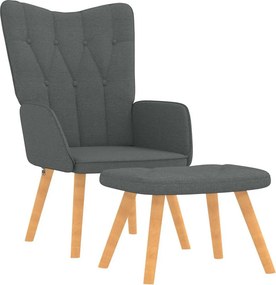 Relaxační křeslo se stoličkou tmavě šedé textil 327535