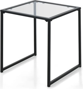 Costway Odkládací stolek malý s deskou z tvrzeného skla – 43 × 43 × 45 cm, černý