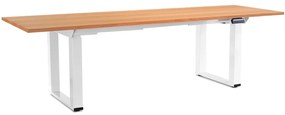 Výškově nastavitelný stůl OfficeTech Strong 240 x 80 cm, bílá podnož, buk