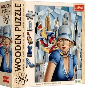 TREFL Dřevěné puzzle Art: Catherine Abel - Léto ve městě / 200 dílků /