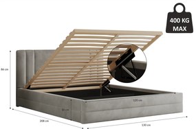 Postel ALCAMO 120x200 zelená s úložným prostorem