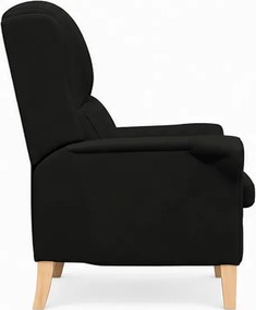 křeslo relaxační, odpočinkové, ušák, dřevo/textil, 101x95x75 cm, přírodní/černá, Dekorino KR20260036