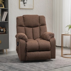 HOMCOM Elektrické televizní křeslo se stojanem Relaxační křeslo s dálkovým ovládáním s napájecím kabelem 58W Hnědá ocel Polyester 92 x 95 x 107 cm