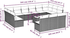 14dílná zahradní sedací souprava s poduškami černá polyratan 3218395