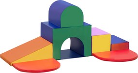 HOMCOM Dětský Hrací Set 12-36 Měsíců se 7 Bloky Různých Tvarů, Měkká PU a EPE Konstrukce, 170x130x40 cm, Vícebarevný | Aosom