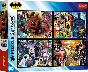 Trefl - Puzzle - Batman v akci / 4x 250 dílků / 33.9 x 23.9 cm / věk 1
