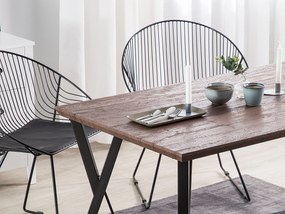 Jídelní stůl 140 x 80 cm, tmavé dřevo s černým BRAVO Beliani
