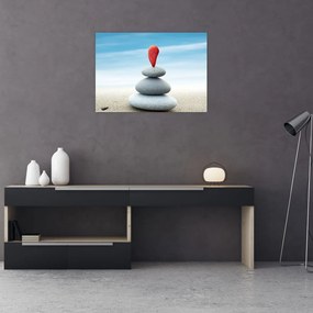 Skleněný obraz - Rovnováha s kameny (70x50 cm)