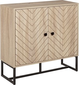 HOMCOM Kuchyňský Kredenc s 2 Dveřmi a Policemi - Úložný Kabinet pro Jídelnu, Obývací Pokoj a Ložnici, Moderní Styl 80x29,5x80 cm Přírodní Dřevo a Čern