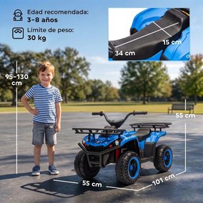 AIYAPLAY dětská elektrická čtyřkolka s hudbou a úložnými košíky, modrá