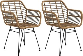HOMCOM 2 ks židlí v Boho stylu, kuchyňské židle, PE-ratan, 56 x 60 x 79 cm, přírodní + černá