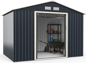 Costway Zahradní kůlna Steel Multifunkční kůlna – 277 × 202 × 191 cm, šedá