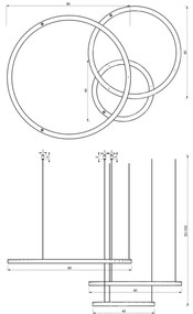 LED Lustr na lanku GALAXIA LED/85W/230V černá