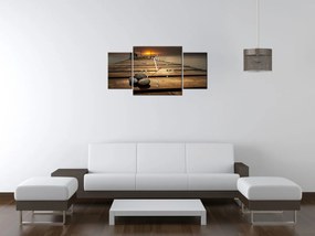 Gario Obraz s hodinami Nádherné ráno při molu - 3 dílný Rozměry: 90 x 30 cm