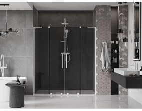 Mexen Velar L Duo, posuvné sprchové dveře do otvoru 170 cm, 8mm šedé sklo, bílá matná, 871-170-003-42-20