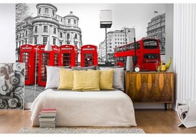 DIMEX | Vliesové fototapety na zeď Londýn MS-5-0020 | 375 x 250 cm| černobílá, červená