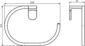 Aqualine, ZERO držák ručníků otevřený, chron, ZE006