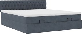 Osmanský rám postele s matrací tmavě šedý 200x200cm samet 3312948