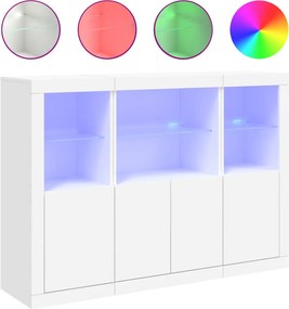 Příborníky s LED osvětlením 3 ks bílé kompozitní dřevo 3209107