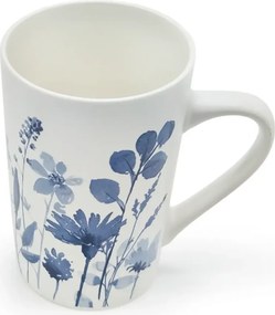 Porcelánový hrnek Modrá louka, 300 ml – akvarelový motiv divoké louky, matný povrch