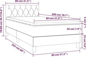 vidaXL Box spring postel s matrací a LED 80x200 cm samet [3134550] Barva: Tmavě moddrá