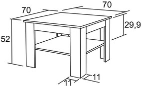Konferenční stůl Šimon 70×70 hnědá
